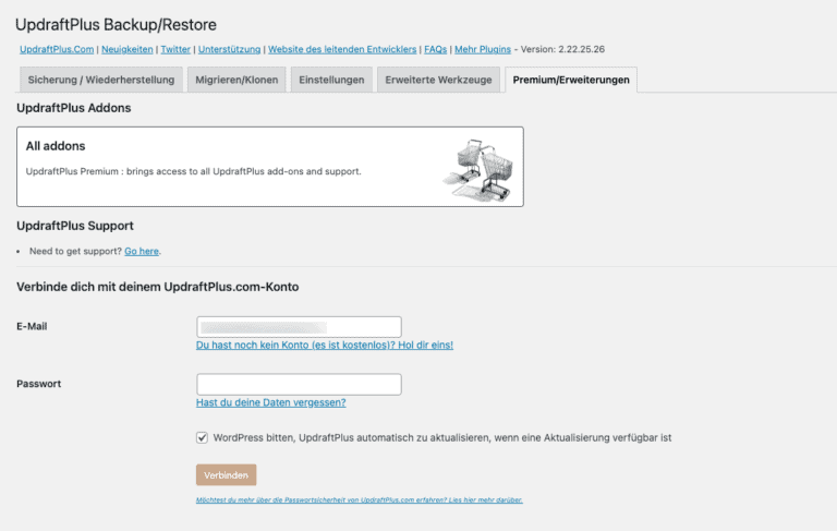 WordPress Backup mit UpdraftPlus | 2026
