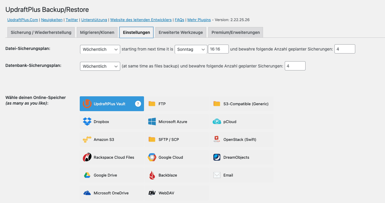 WordPress Backup mit UpdraftPlus | 2026